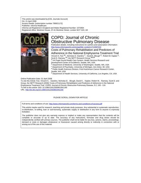 Pdf Copd Journal Of Chronic Obstructive Pulmonary Diseasermkaplan