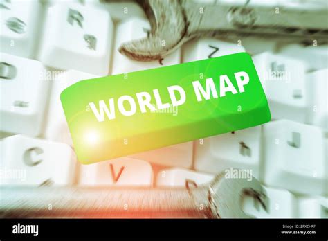 Hand Writing Sign World Map Word For A Diagrammatic Representation Of The Surface Of The Earth