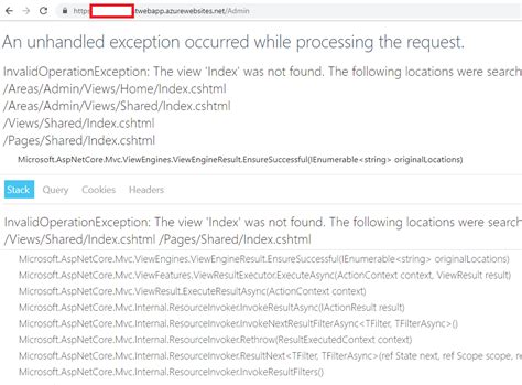 c asp core error development mode only in area stack overflow