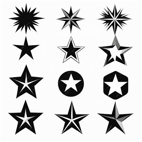 Collection Of Black And White Star Icons And Logos In Vector Format