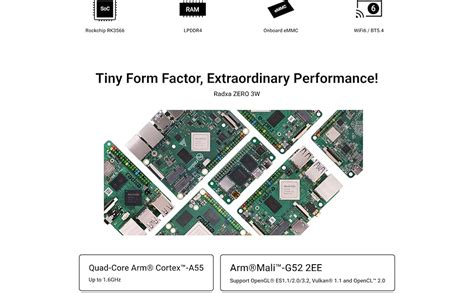 Radxa Zero 3w Rk3566 4 Core Cpu Sbc Gpu Npu Hdmi With 1080p Output Single Board