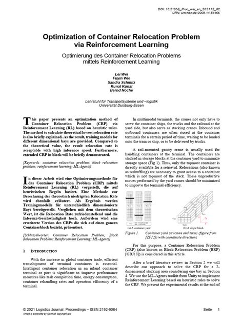 Optimization Of Container Relocation Problem Via Reinforcement Learning