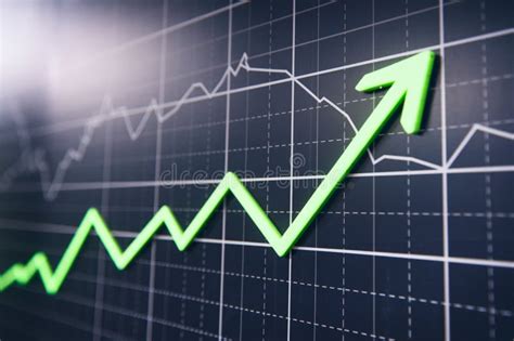 Green Arrow On Dark Grid Shows Consistent Upward Data Trend Stock Illustration Illustration Of