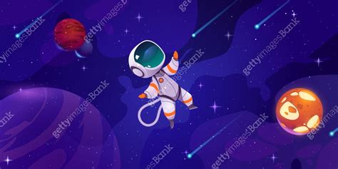 Astronaut In Cosmos With Stars Planets Comets 이미지 1473483144 일러스트 무료 일러스트 게티이미지뱅크