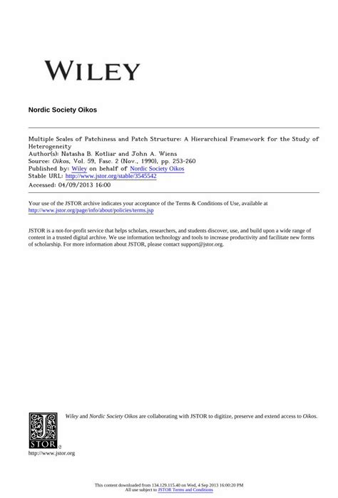 Pdf Multiple Scales Of Patchiness And Patch Structure A Hierarchical