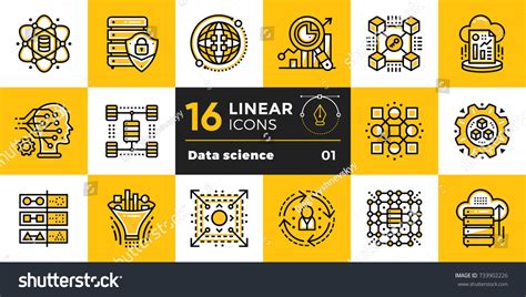 Linear Icon Set Data Science Technology Stock Vector Royalty Free 733902226 Shutterstock