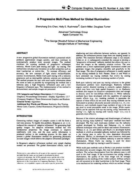 Pdf A Progressive Multi Pass Method For Global Illumination