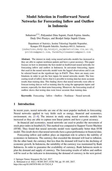 Pdf Model Selection In Feedforward Neural Networks For Forecasting