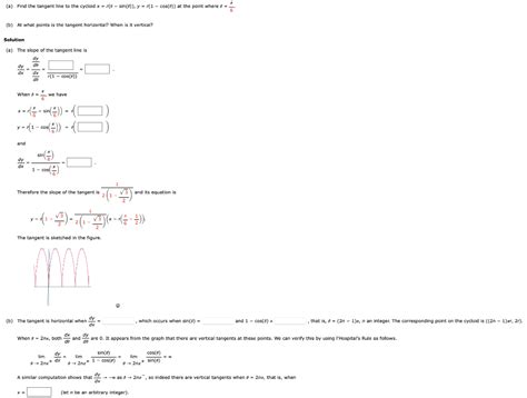 solved a find the tangent line to the cycloid