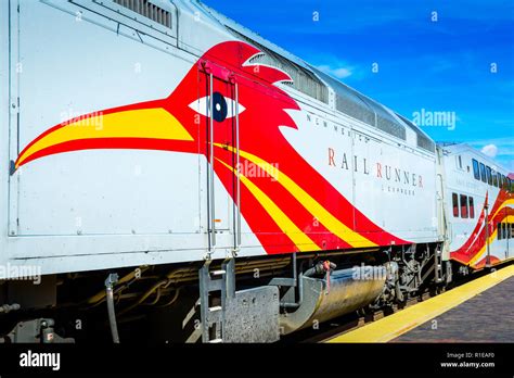 The New Mexico Rail Runner Express Train Features A Colorful Graphic Of