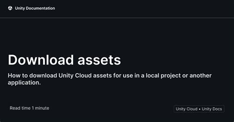 download assets unity cloud unity docs