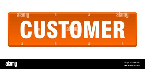 Customer Button Customer Square Orange Push Button Stock Vector Image