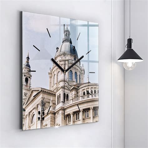 Basilica Of St Strain Glass Clock White Wall Clock City Hanging