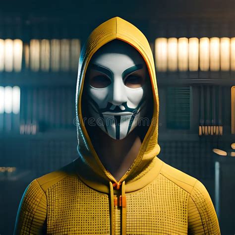 Hooded Hacker Looking Straight Ahead Hiding His Face With An Anonymous Mask Ai Generative