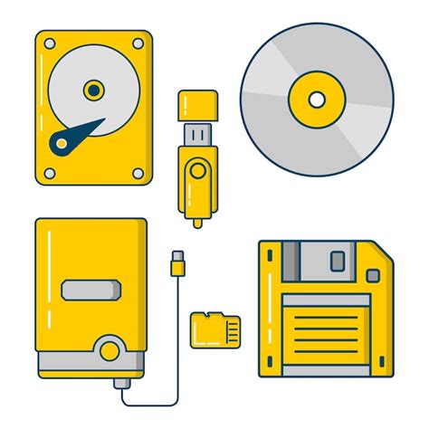 Premium Vector Set Of External Storage Media