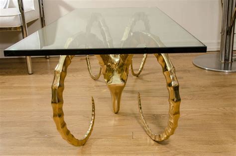 Rectangular Brass Rams Head Coffee Table At 1stdibs