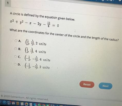 Solved 1 A Circle Is Defined By The Equation Given Below 12