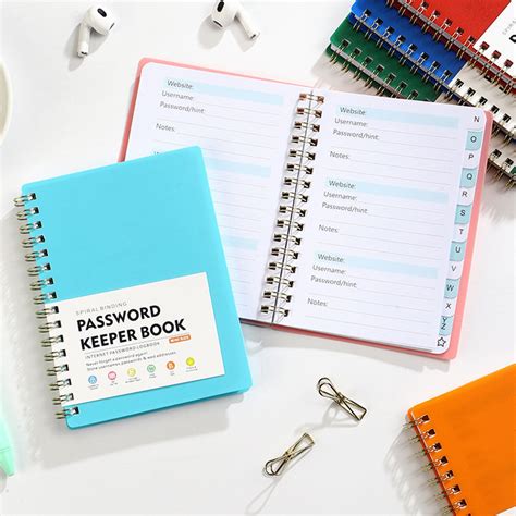 Ossayi Spiral Password Keeper Book Notepad Secure And Organized Password
