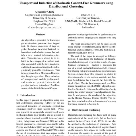 Unsupervised Induction Of Stochastic Context Free Grammars Using