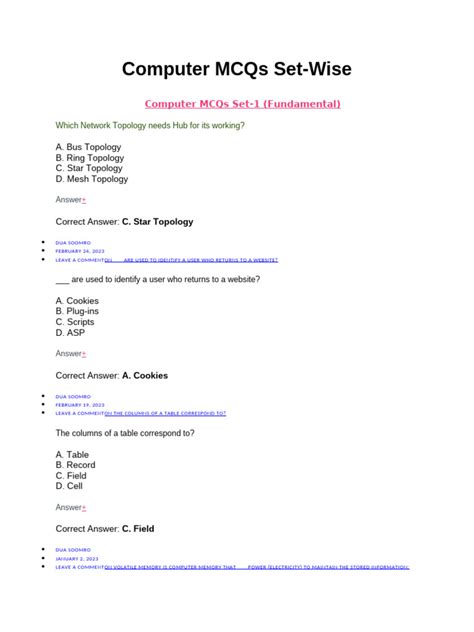 Computer Mcqs Set Pdf