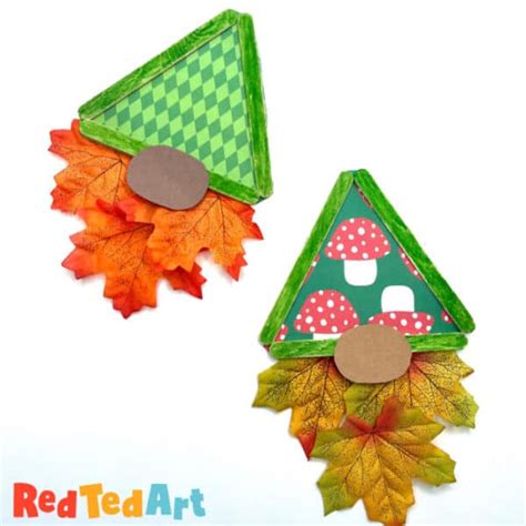 Popsicle Stick Gnome With Leaf Beards For Fall Red Ted Art