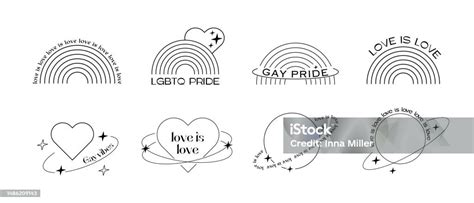 트렌디한 미니멀리스트 퀴어 미적 선형 모양 Y2k 프라이드의 달 90년대 개요 디자인 타이포그래피가 있는 복고풍 그래픽