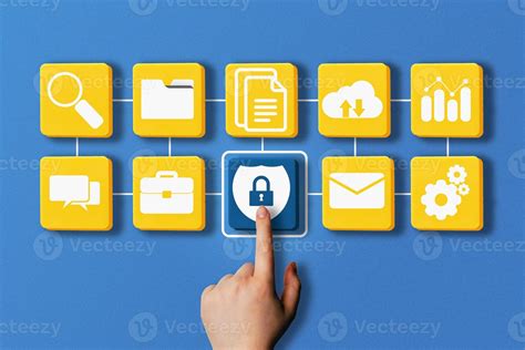 Woman Hand Clicking On Security Button For Online Coverage Protection Internet Of Things