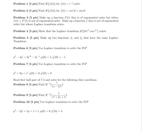 Solved Find L F T For F T E Cosht Find L F T Chegg