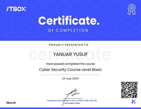 Yanuar Yusuf On Linkedin Certificate Verifier Itbox By Course Net