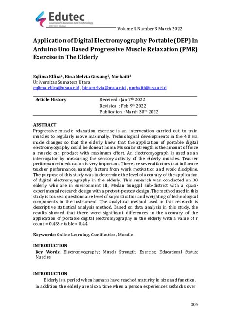 Pdf Application Of Digital Electromyography Portable Dep In Arduino Uno Based Progressive
