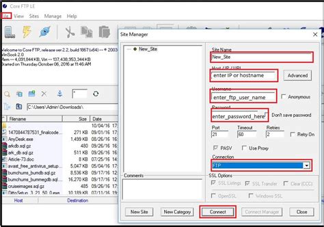 How To Connect Using Core Ftp Diadem Technologies Support Knowledgebase