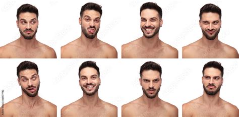 Collage Image Of A Naked Man Making Different Faces Stock Photo Adobe Stock