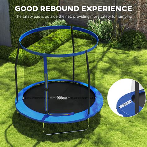 Sportnow 8ft Trampoline With Safety Enclosure Net Steel Frame Outdoor