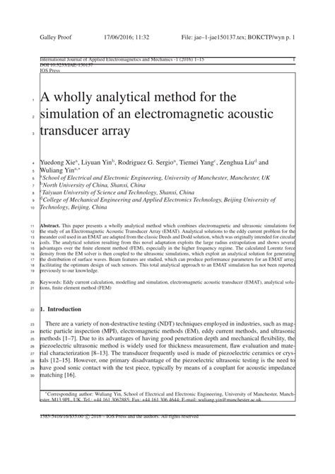 Pdf A Wholly Analytical Method For The Simulation Of An