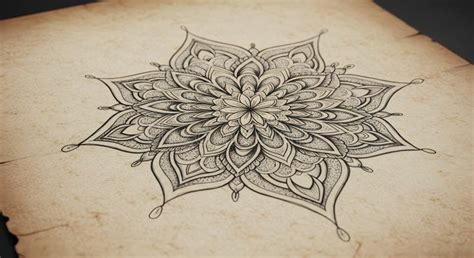 Intricate Mandala Design Created On Aged Parchment Showcasing Detailed Patterns And Symmetry