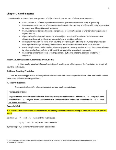 Module 5 Fundamental Principle Of Counting Copy Chapter 2 Combinatorics Combinatorics As The