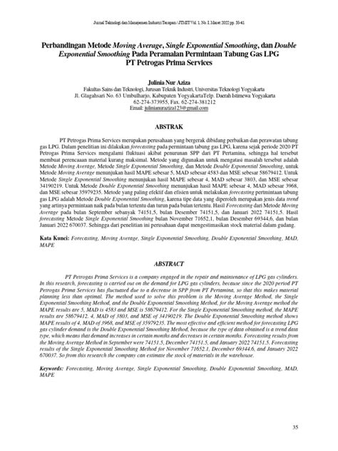 Exponential Smoothing Pada Peramalan Permintaan Tabung Gas Lpg Pdf