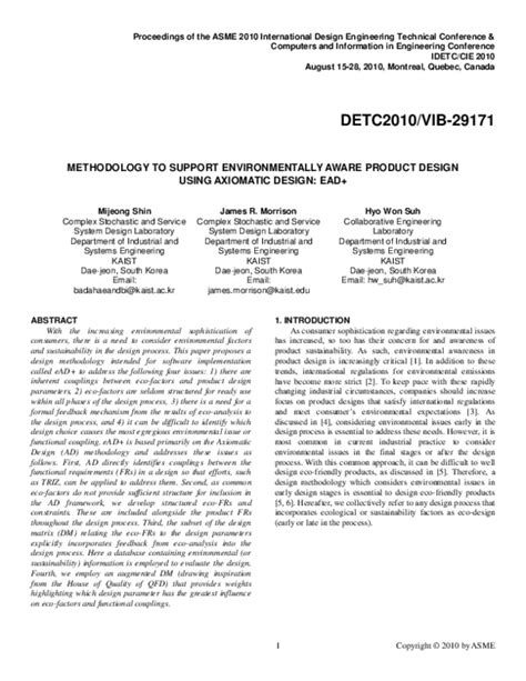 Pdf Methodology To Support Environmentally Aware Product Design Using