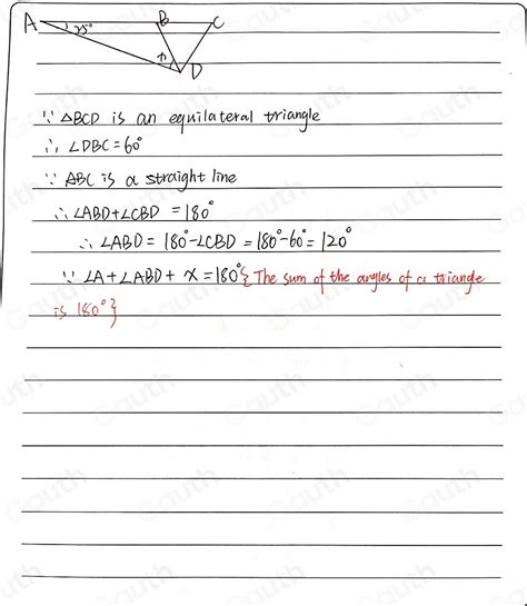 Solved The Diagram Shows Triangle Abd And Triangle Bcd Abc Is A Straight Line Bcd Is An