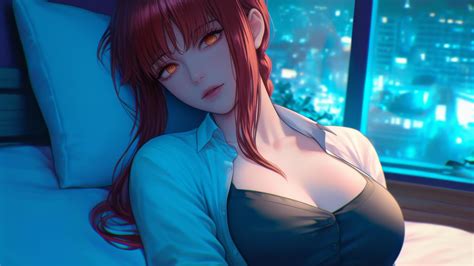 K Hd Wallpaper Makima From Chainsaw Man In Bed