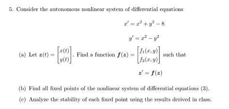 solved 5 consider the autonomous nonlinear system of