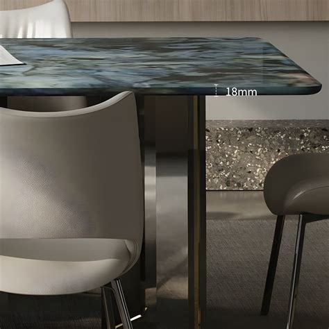 Green Marble Dining Table With Double Pedestal Base Modern Kitchen