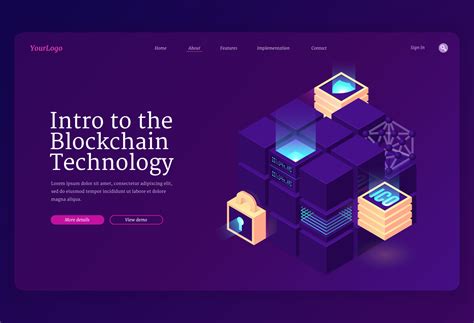 Intro To Blockchain Technology Isometric Landing 15485980 Vector Art At