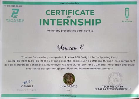 Pcbdesign Internship Electronics Eda Engineering Learning Sowrav C