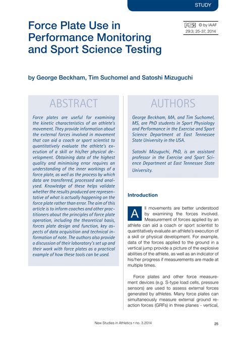 Pdf Force Plate Use In Performance Monitoring And Sport Science Testing