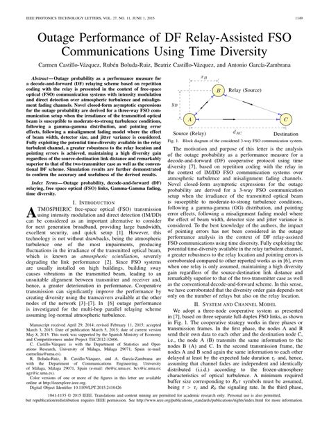 Pdf Outage Performance Of Df Relay Assisted Fso Communications Using Time Diversity