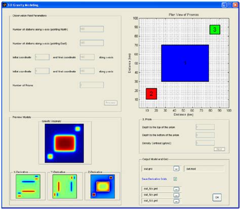 Example Of 3 D Gravity Modeling Gui Showing User Selection Options And