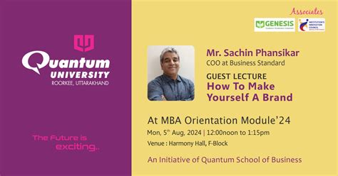 Mba Orientation Quantum University Conducts Guest Lecture On How To Make Yourself A Brand”