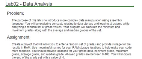 Solved Lab02 Data Analysis Problem The Purpose Of This Lab
