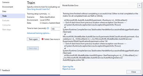 If Training Failed The Previous Success Running History Should Be Cleaned Up In Mbconfig File